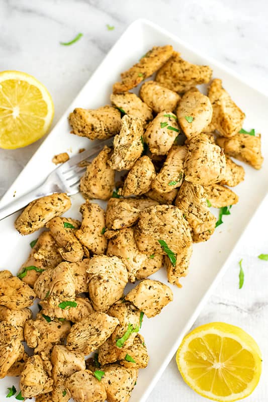 Juicy 10 Minute Chopped Chicken in a Pan