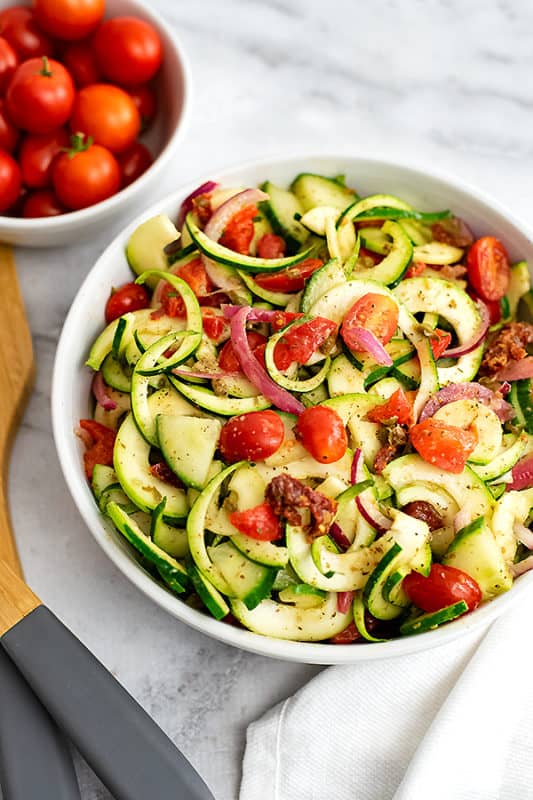 Cold Zucchini Pasta Salad with Italian Dressing - Bites of Wellness