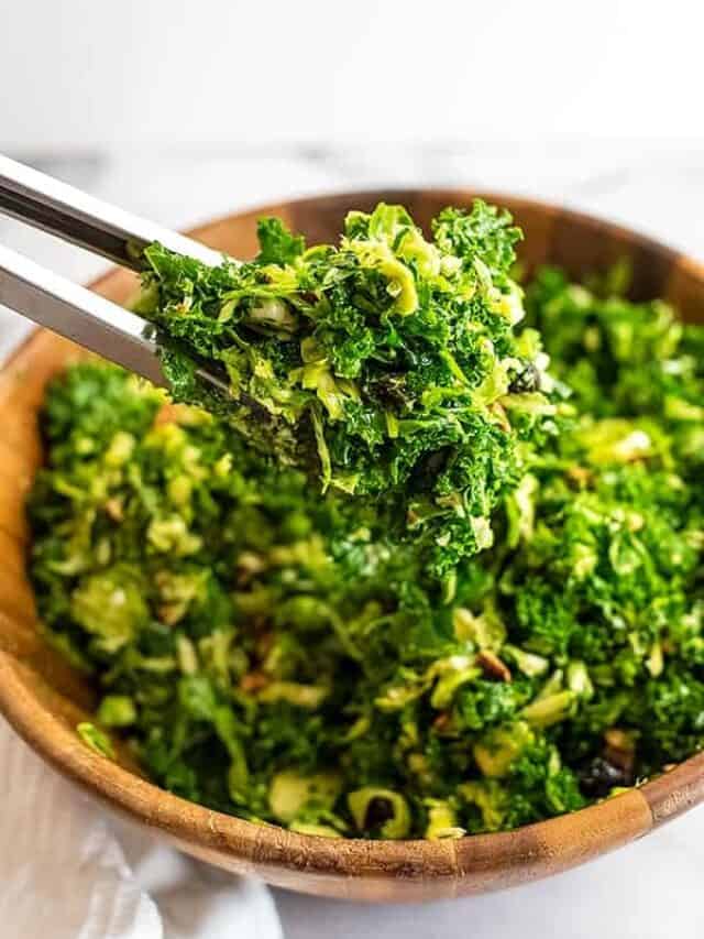 How To Make Kale Brussel Sprouts Salad Bites Of Wellness