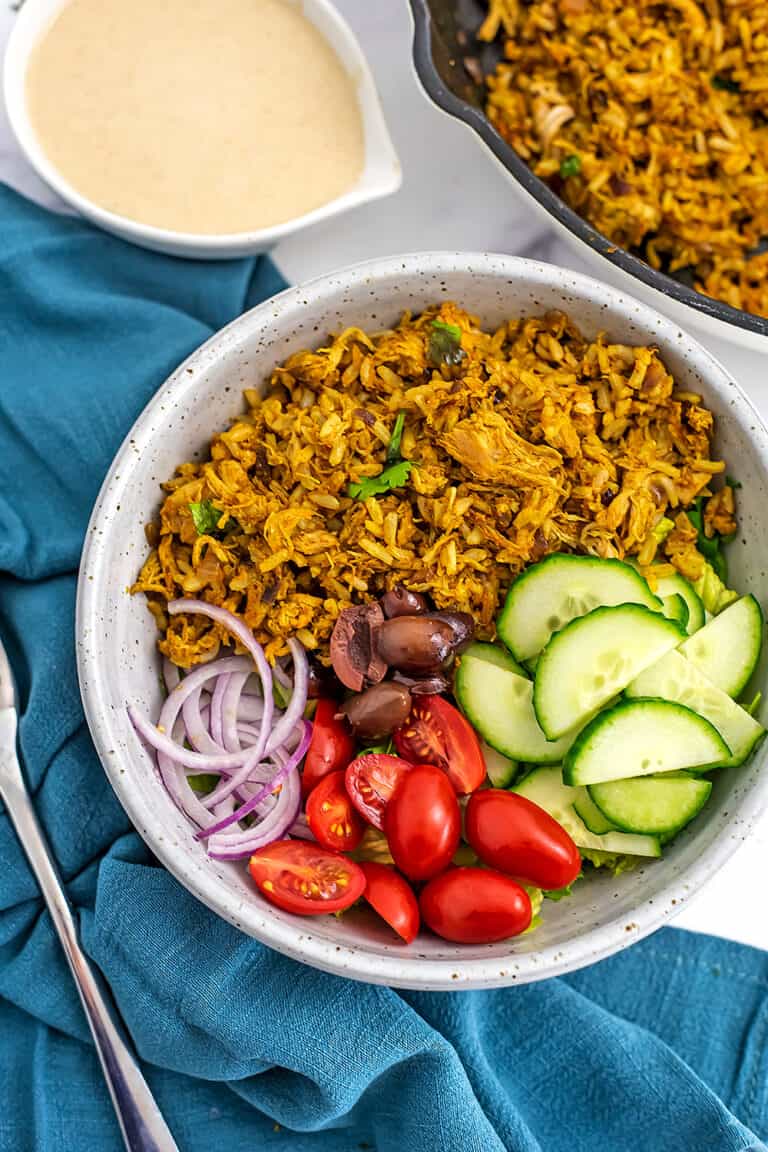 Chicken Shawarma Rice - Simple, Easy, 15 Minute Meal | Bites of Wellness