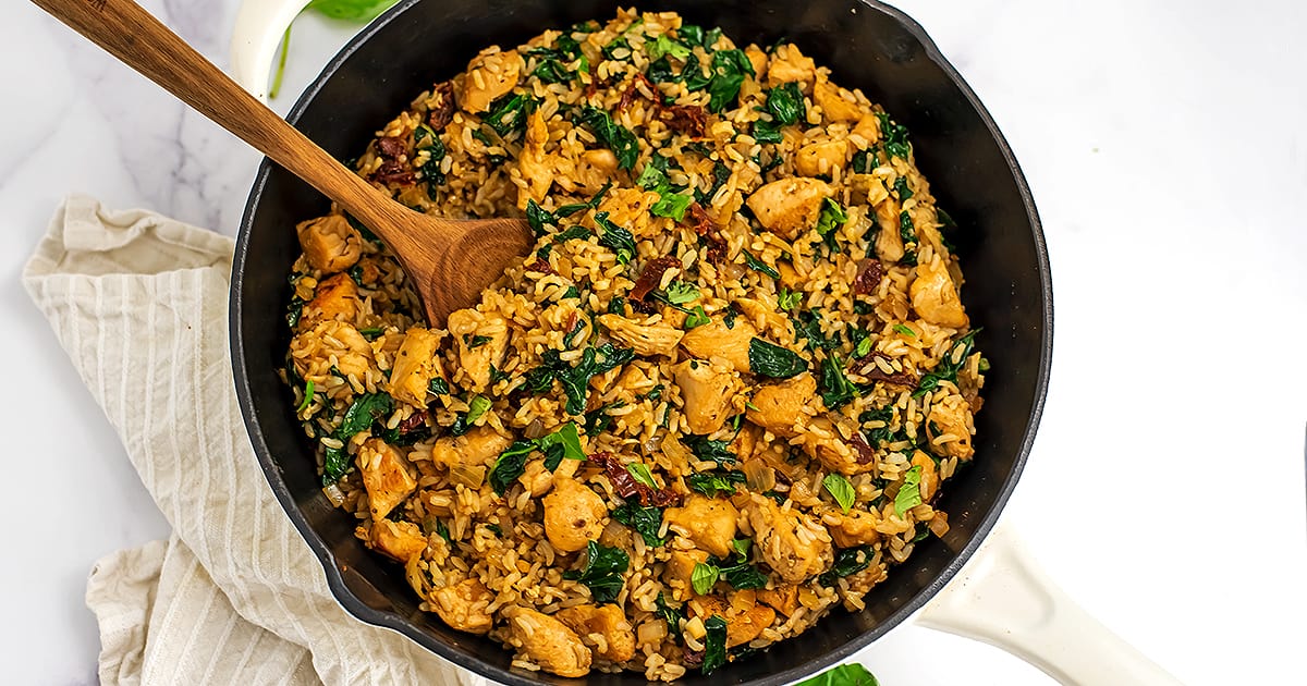 One Pan Mediterranean Chicken and Rice Skillet Meal | Bites of Wellness