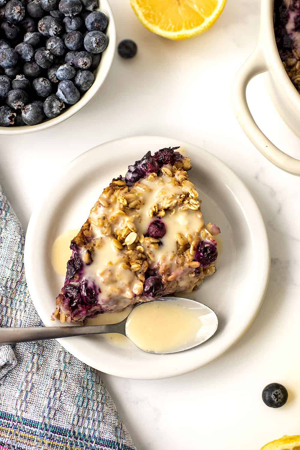 Lemon Blueberry Baked Oatmeal - Bites of Wellness