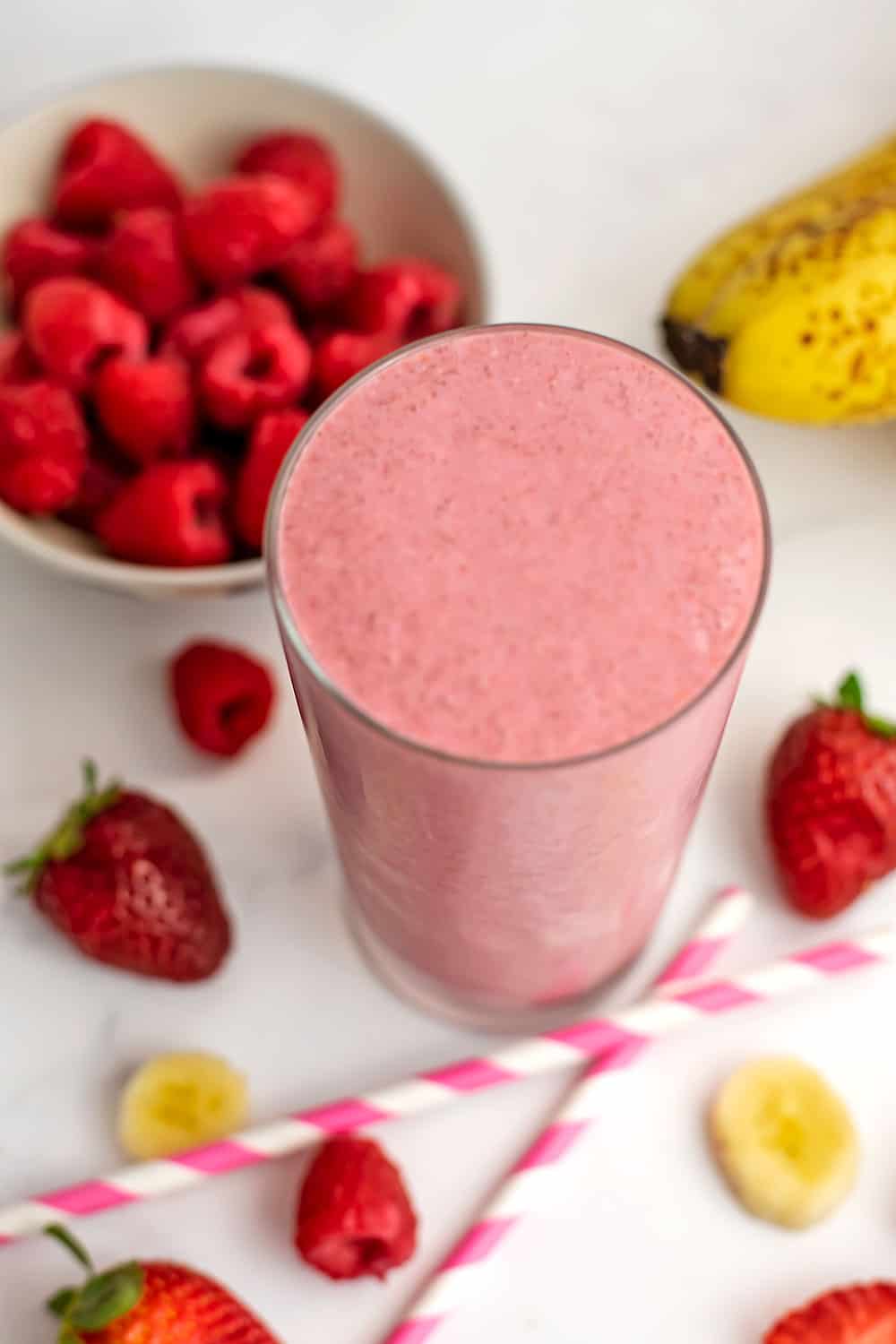 Strawberry Banana Raspberry Smoothie - Bites of Wellness