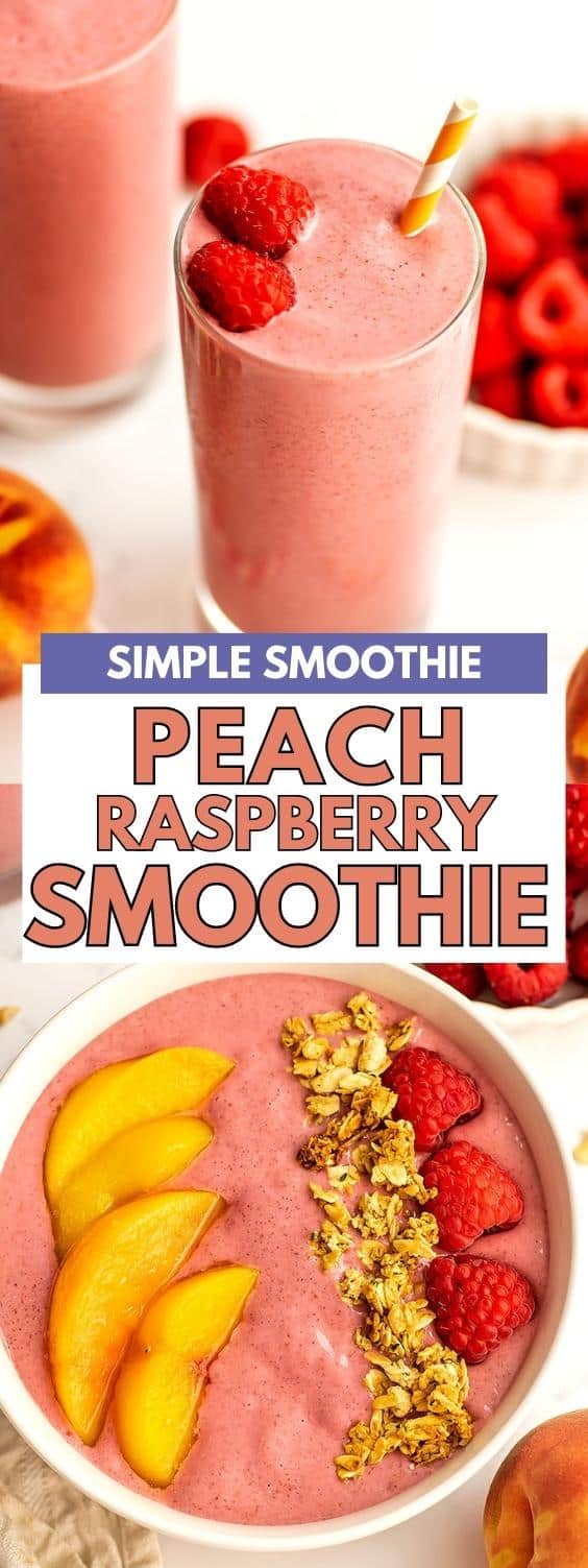 Creamy Raspberry Peach Smoothie with Yogurt