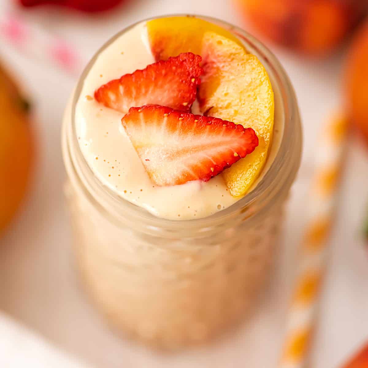 The Best Mango Peach Strawberry Smoothie (High Protein Recipe)