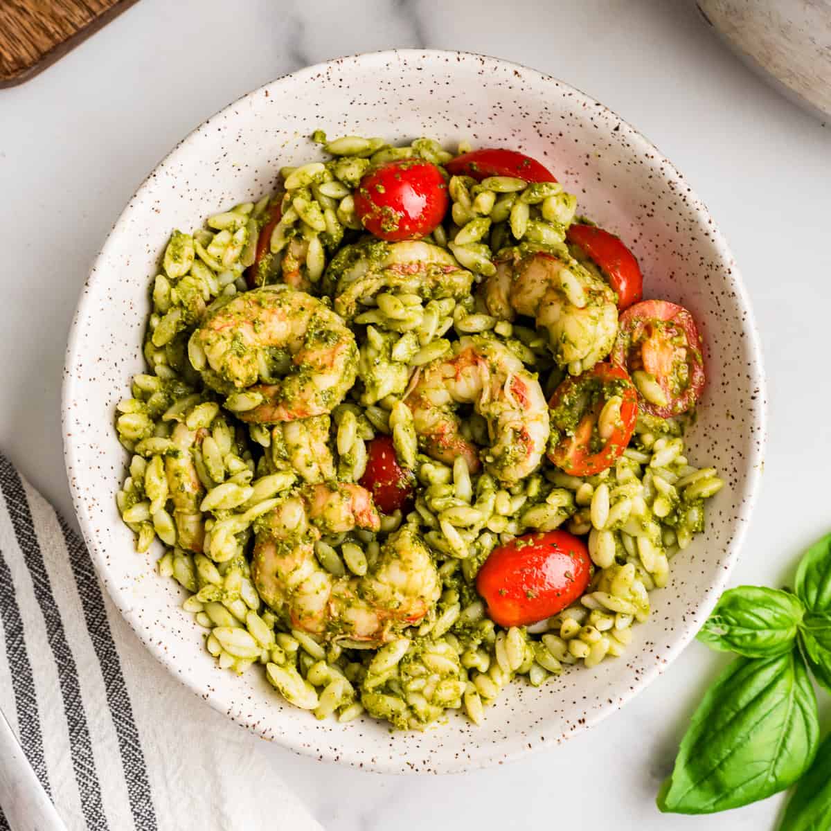 Pesto Shrimp Orzo - Bites of Wellness